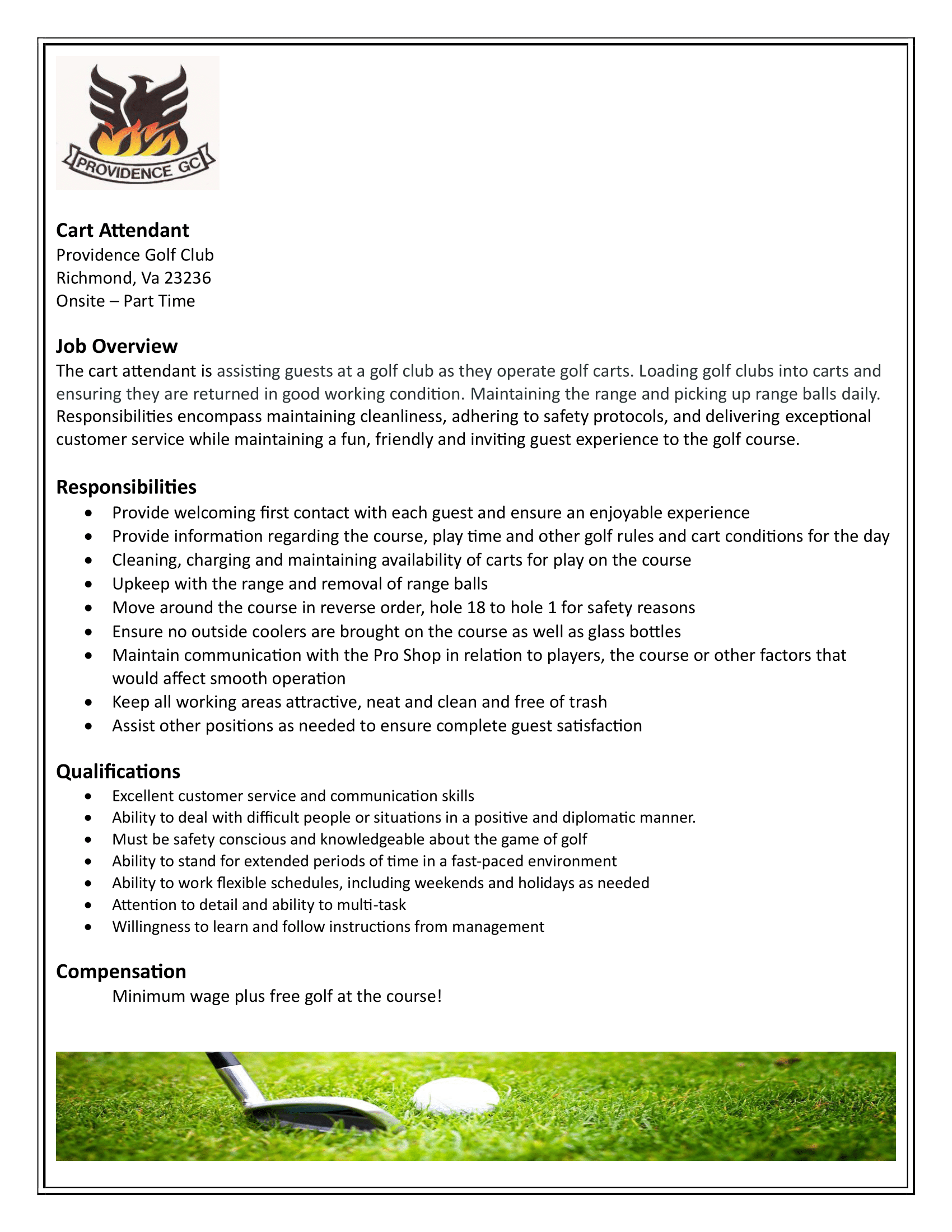 Join Our Team - Providence Golf Club (VA)
